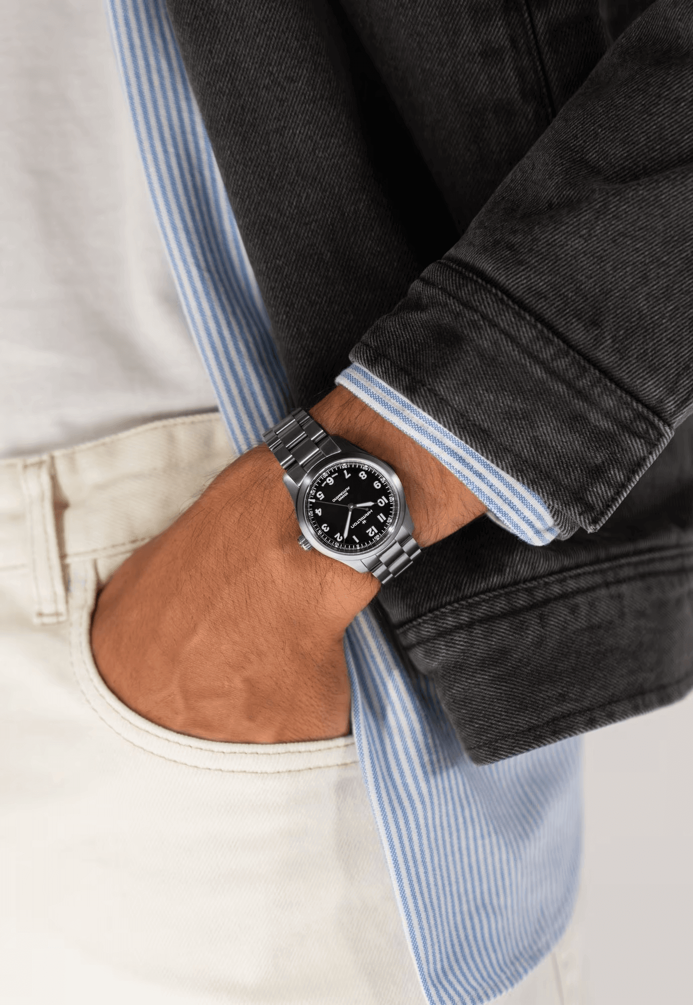 Hamilton X Engineered Garments Khaki Field Titanyum Otomatik H70235130 ...